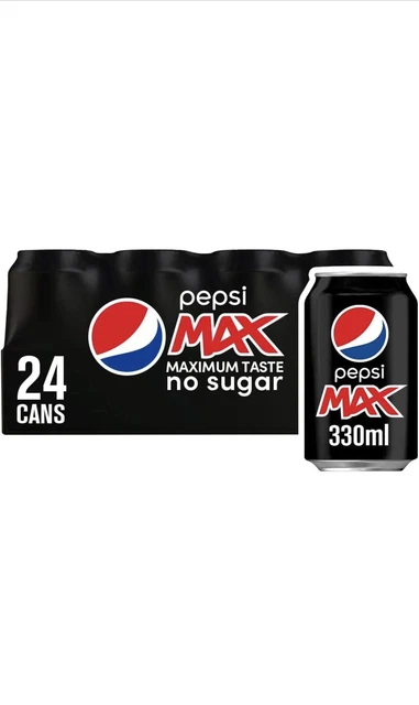 PEPSI MAX NO Sugar Cans, 330 ml, (Pack of 24) £18.99 - PicClick UK