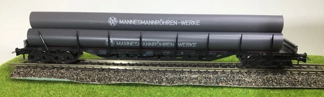 ROCO HO 4361 Güterwagen Rungenwagen Sssy 716 DB mit Röhren beladen ...