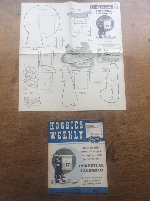 1959 HOBBIES WEEKLY Magazine Fold out Plan Design to make Perpetual ...