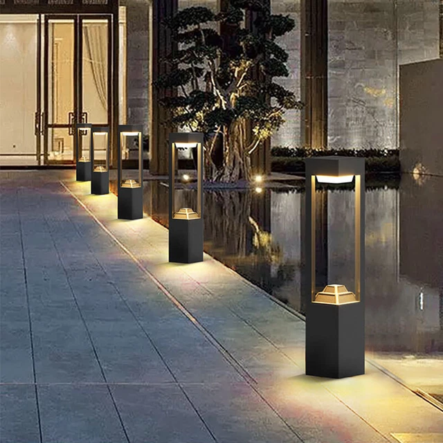 OUTDOOR POST LIGHT Black Walkway light Road Pillar Lamps Gate Glass ...
