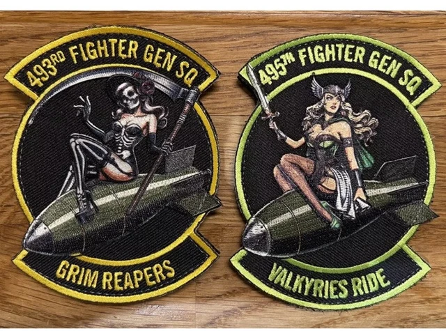 RARE 493RD AND 495th Fighter Squadron F-35 Pin Up Patches USAF RAF ...