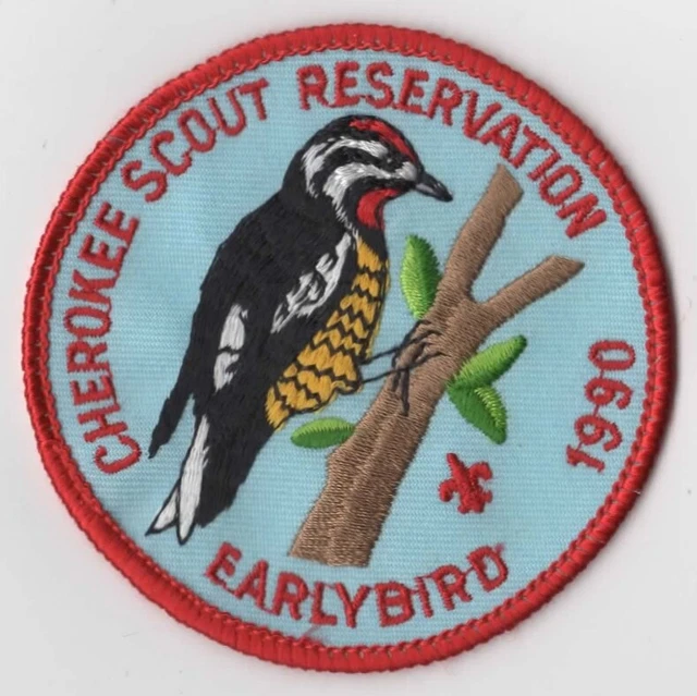 1990 EARLYBIRD CHEROKEE Scout Reservation patch BSA ROUGE Bdr. [CA3542 ...