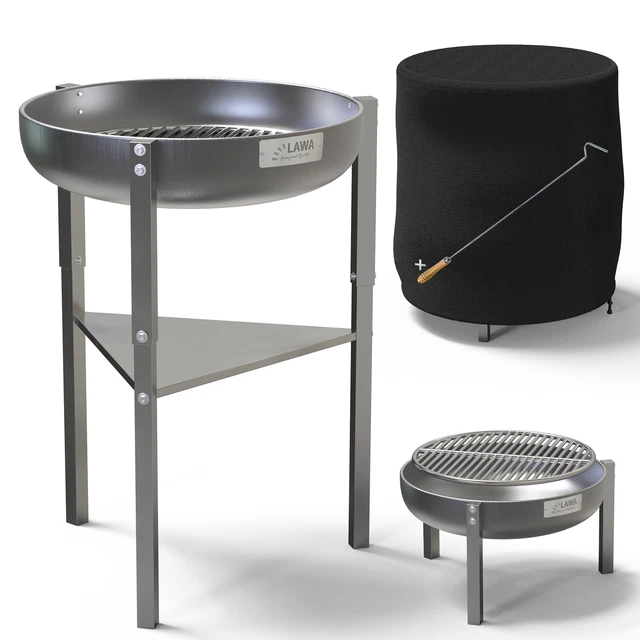 VASQUE À FEU Foyer de Cheminée Jardin 60cm la Terrasse V2A Inox Trépied ...