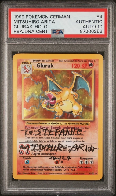 ENSEMBLE DE BASE Glurak PSA 10 Mitsuhiro Arita autographe gemme ...