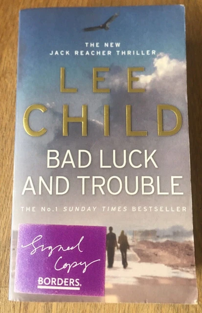 LEE CHILD BAD luck and trouble paperback book, signed copy BORDERS, 1st ...