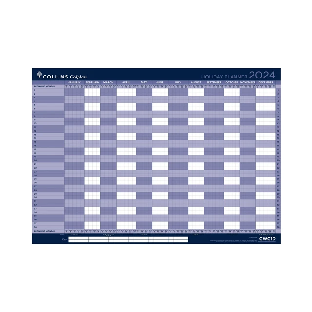 COLLINS COLPLAN - 2024 A1 Yearly Holiday Calendar Wall Planner (CWC10 ...