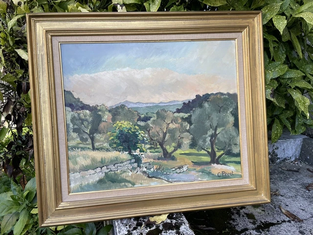 TABLEAU ANCIEN HUILE sur toile paysage de PROVENCE OLIVIER MER MONTAGNE C.PIVET EUR 195,00 ...