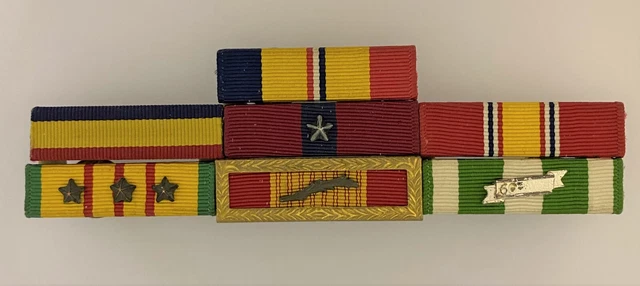 GENUINE AMERICAN U.S. Marine Corps VIETNAM WAR medal ribbon bar with 7 ...