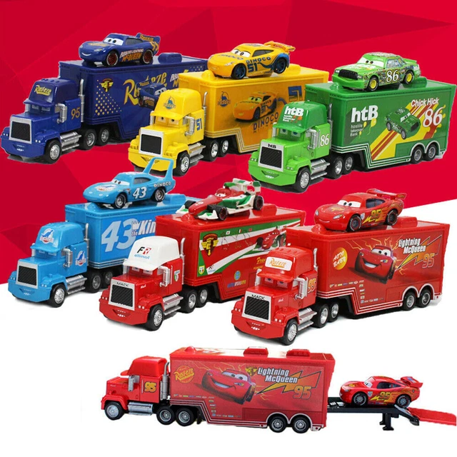 DISNEY PIXAR CARS Lightning McQueen Mack Hauler Set Camion & Auto ...
