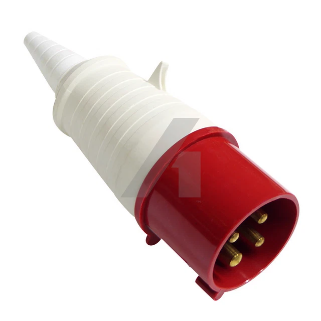 16 AMP 4 pin 3P+E plug three phase 380 - 415 volt weatherproof IP44 16A ...