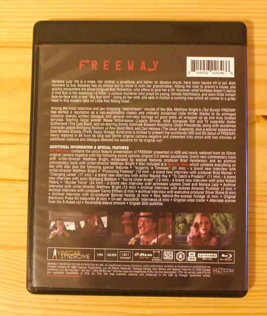 FREEWAY 4K UHD Blu-ray Vinegar Syndrome Limited Edition w/Slipcover ...
