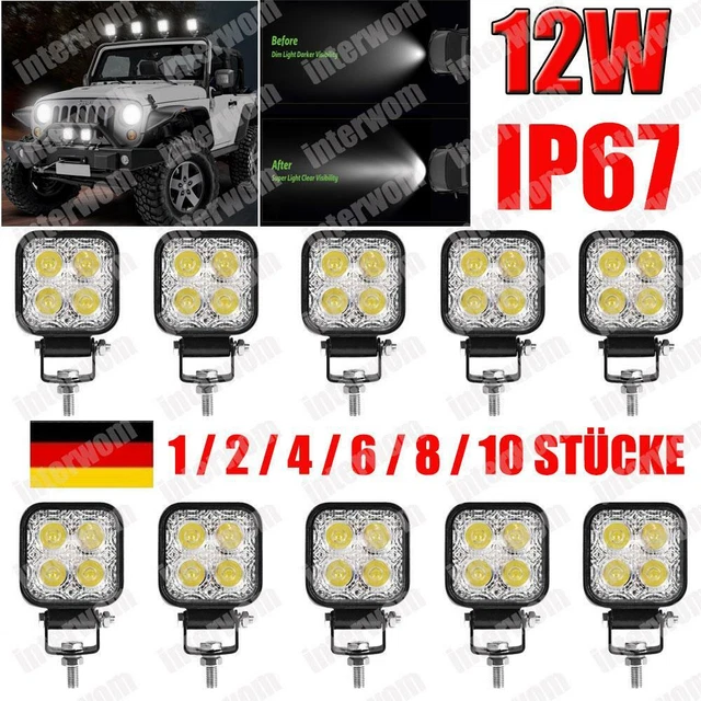 12W LED ARBEITSSCHEINWERFER Offroad 12V 24V Scheinwerfer für Traktor Bagger LKW EUR 8,49 ...