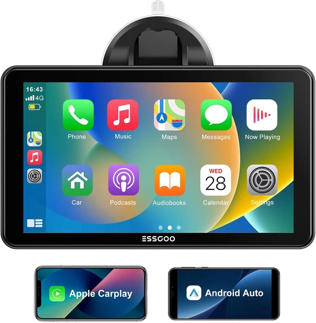 WIRELESS CARPLAY & Android Auto Display, HD IPS Touchscreen with Mirror ...