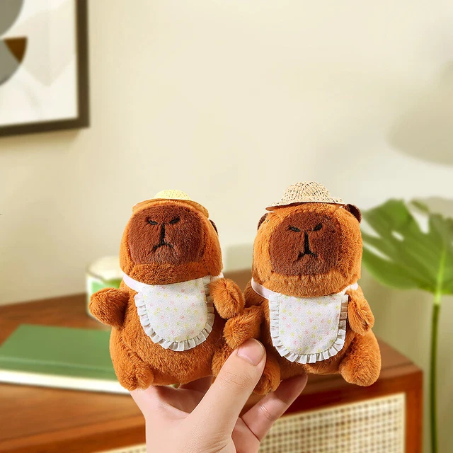STRAW HAT CAPYBARA Plush Toy Keychain Capibara Stuffed Doll Pendant Bag ...