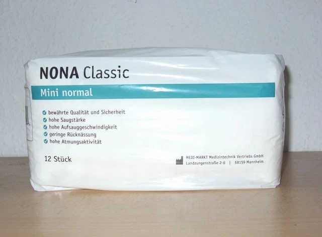 NONA CLASSIC MINI normal Inkontinenz-Einlagen mit Klebestreifen 12 ...