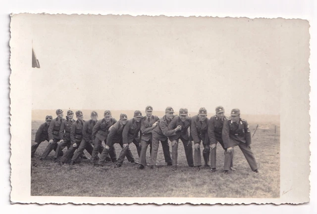 GROUP PORTRAIT OF Playful German Wehrmacht Soldiers WW2 Real Photo ...