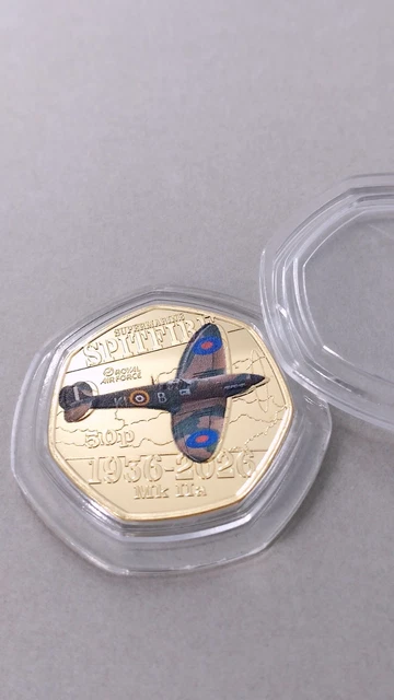 2026 - THE Official RAF Spitfire 90th Anniversary Gold Plated Colour ...