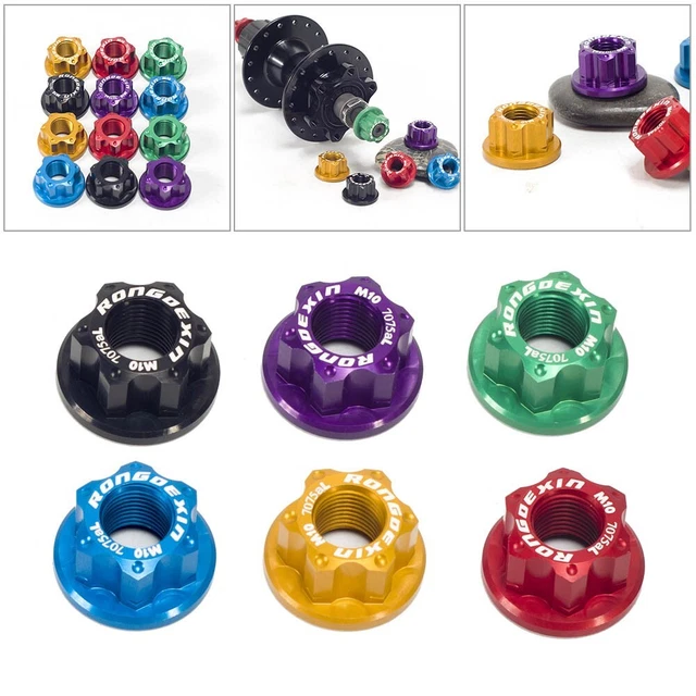 VÉLO ROUE ESSIEU Écrou M10 Rouge Traditionnel 2 Pièces Aluminium ...