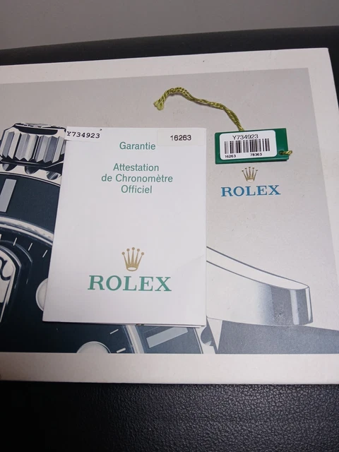ROLEX PAPERWORK AND Swing Tag Matching Serial Numbers 2003 .16263 £125. ...