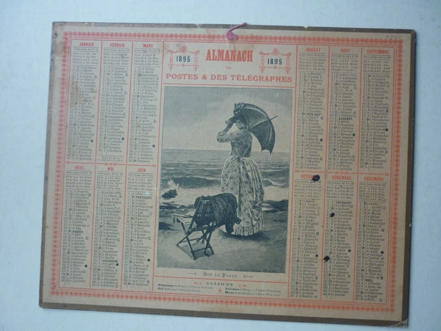 CALENDRIER / ALMANACH DES POSTES 1895 / SUR LA PLAGE 26,5 x 21 CM EUR ...