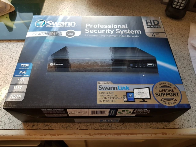 SWANN SWNVR-47082H HD 720p 4 Channel Network Video Recorder 1TB HDD NVR ...