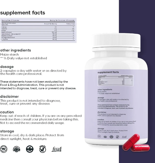 MARS BY GHC Natural Beetroot Capsules | Beetroot, Garlic, Blueberry ...