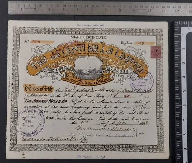 SCRIPOPHILY - RARE Old Share Certificate, British India Company 1930 ...