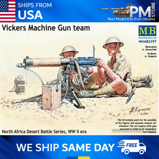 MASTER BOX 3597 Vickers Machine Gun, North Africa Desert Battle WWII 1/ ...