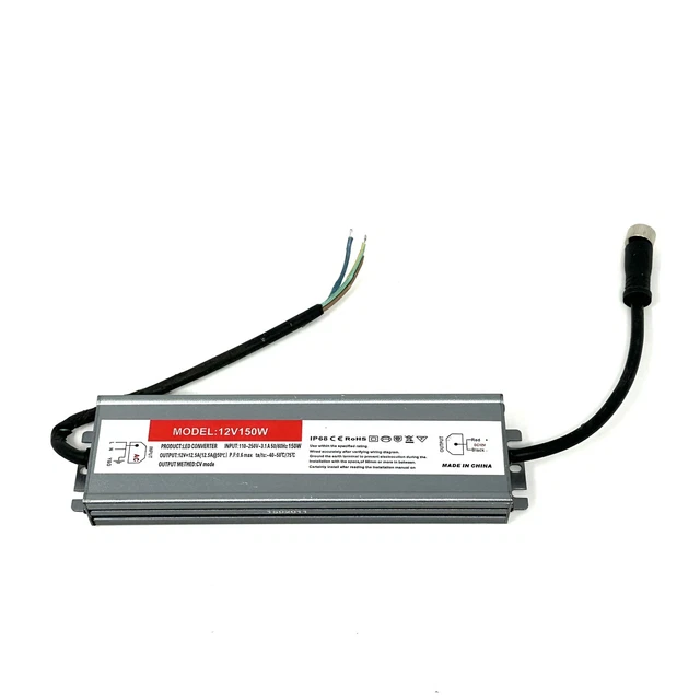 ROHS LED CONVERTER Model 12v150w IP68, Input: 110-250v 3.5A Output: 12V ...