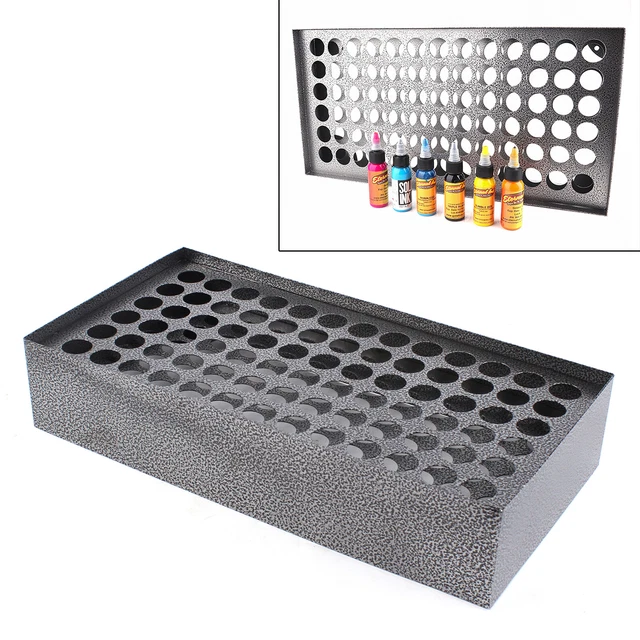78 HOLES TATTOO Ink Bottle Holder Metal Vertical Display Stand Organizer Rack £36.98 - PicClick UK