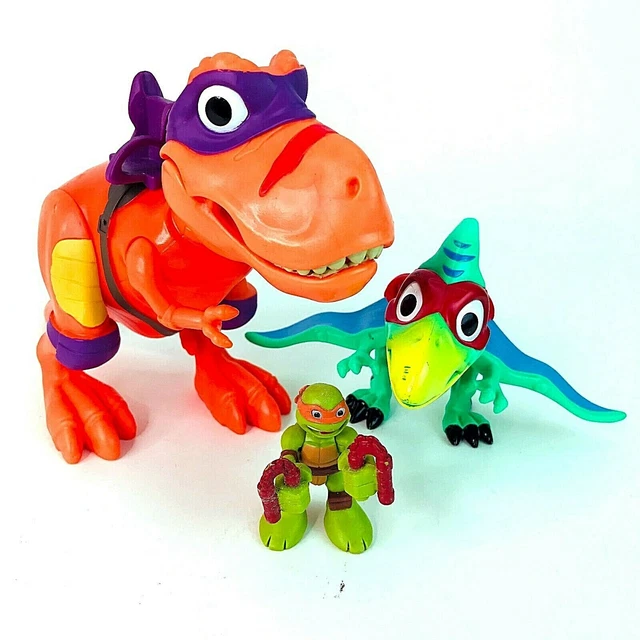 FISHER PRICE IMAGINEXT TMNT Dinosaur Toy Lot with Mikey Figure c2010 ...
