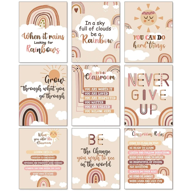 9 PCS RAINBOW Classroom Decor Signs Welcome Sign for Classroom ...