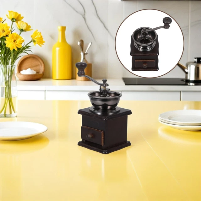 VINTAGE STYLE MANUAL Coffee Grinder Wooden Hand Burr Mill for Drip $46. ...