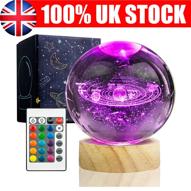 SOLAR SYSTEM CRYSTAL Ball 3D Planets Sun System Globe With Remote ...