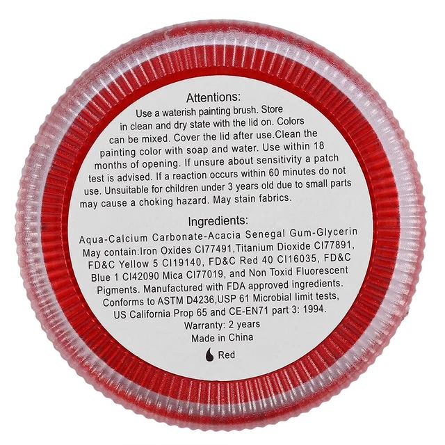 (RED）PROFESSIONAL WATER BASED Matte Body Painting Pigment Stage Face ...