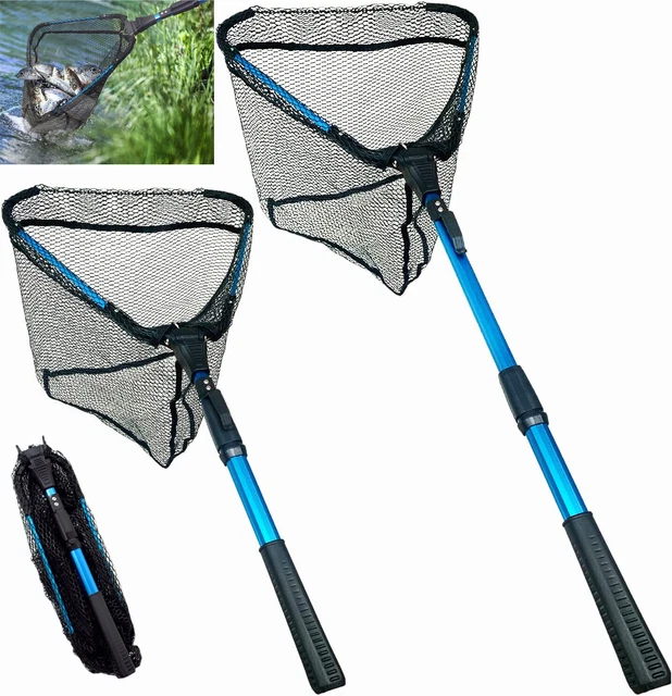 2/3X FISHING NET Landing Mesh Fish Catch Telescopic Pole Folding Handle ...