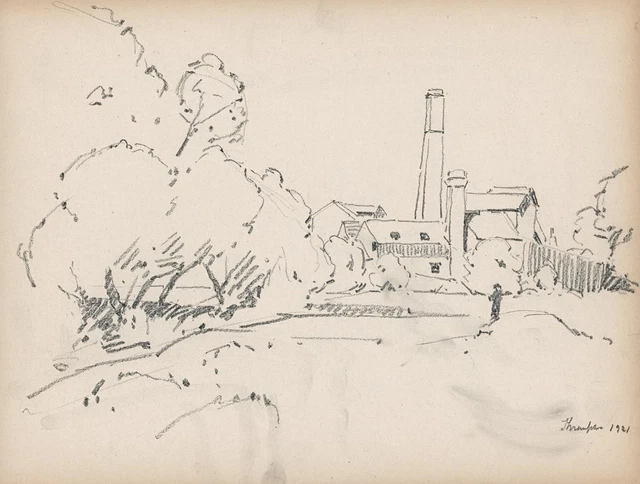 HARRY WALTER YORKE Pencil Drawing - Plaster Works Thrumpton ...