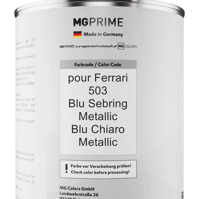 PEINTURE VOITURE POUR Ferrari 503 Blu Sebring Metallic Blu Chiaro ...