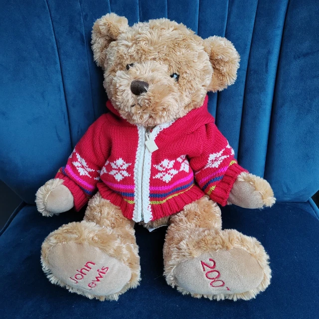 JOHN LEWIS TEDDY Bear Soft Toy Large 2007 Collectable Knitted Cardigan ...