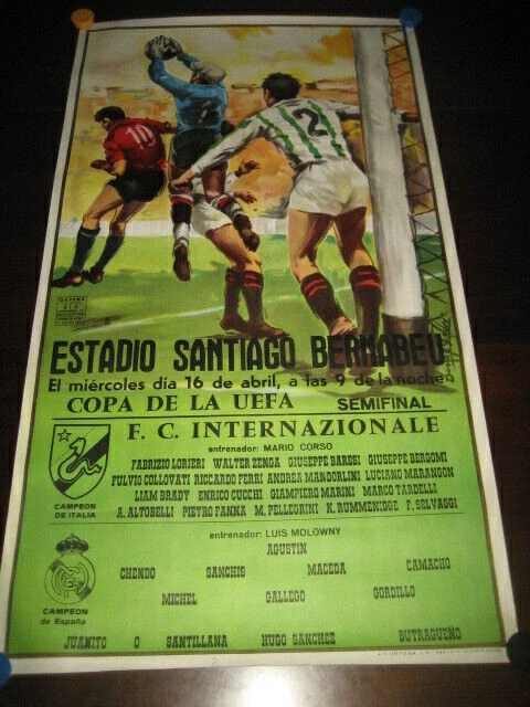 POSTER SEMIFINALE DI calcio della Coppa Uefa. Internazionale-Real ...