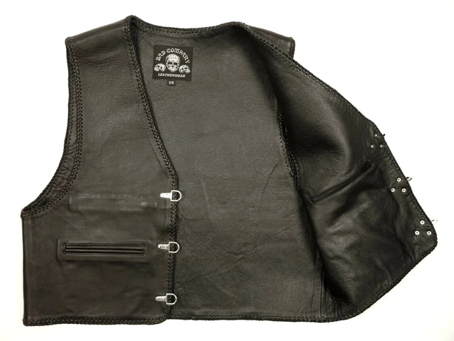 ORIGINAL BAD COMPANY "Kai" Nappa-Lederweste Kutte Motorrad Rocker Biker ...