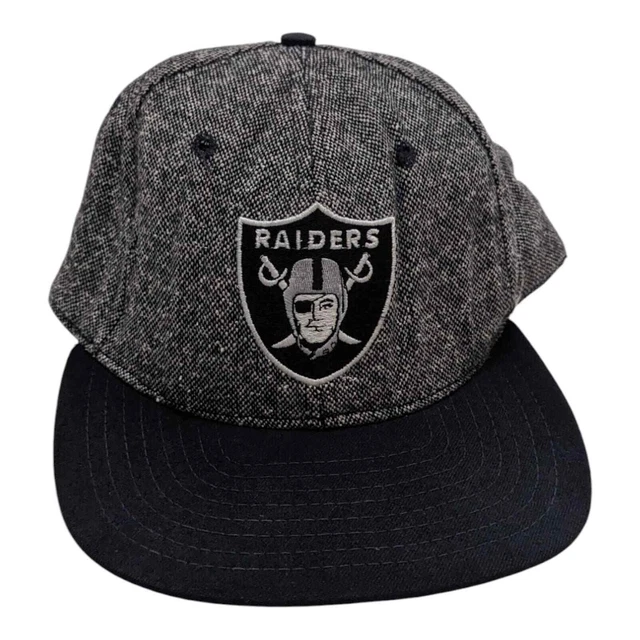 VINTAGE 90S NEW Era NFL Los Angeles Raiders Snapback Hat Cap Gray Wool ...