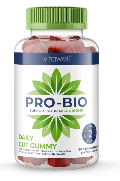 VITAWELL PRO-BIO DAILY Gut Gummies 50 Strawberry Flavour Biotic ...