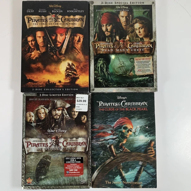 WALT DISNEY PIRATES of the Caribbean DVDs & Book- I II III TRILOGY Lot ...