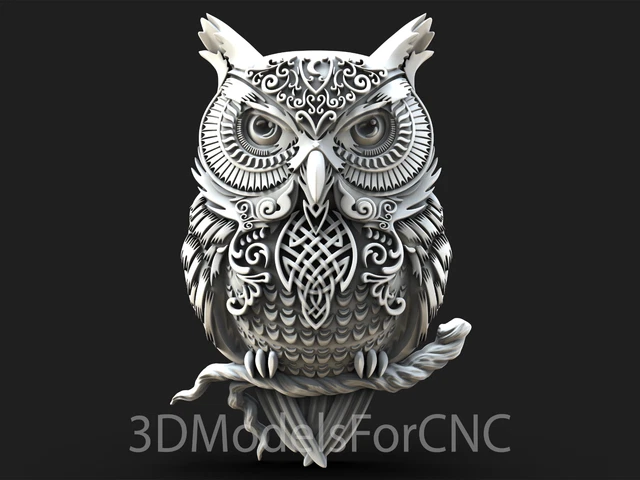3d Model Stl File For Cnc Router Laser And 3d Printer Owl 1 £2 48