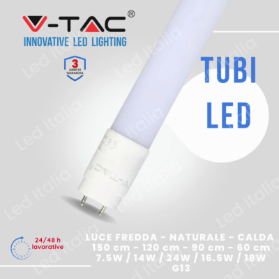 TUBO NEON A Led V-Tac Tubi Da 60 90 120 150 Cm T8 Bianca Fredda Naturale Calda EUR 7,99 ...