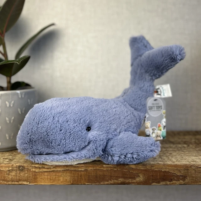 JELLYCAT MEDIUM WILBUR Whale - 37*13cm Blue Whale plush Tag+ Dust Bag ...
