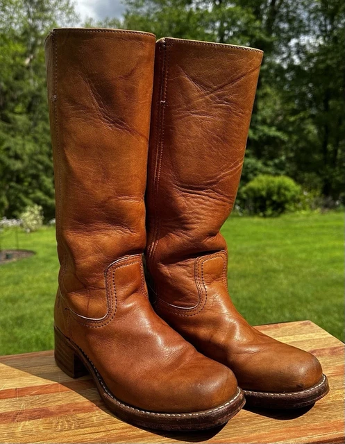 VINTAGE MEN'S FRYE Campus Boots 8.5 D Width Brown Original Soles £73.30 ...