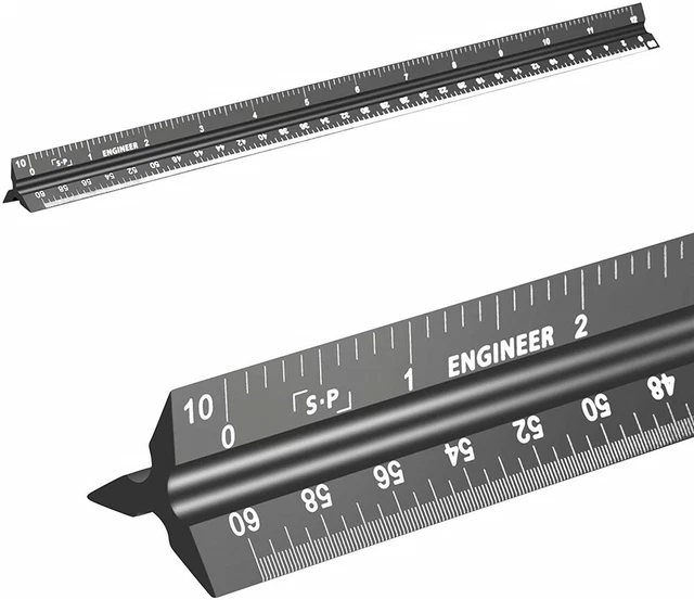 12'' TRIANGULAR RULER Aluminum Architectural Scale Ruler Imperial ...