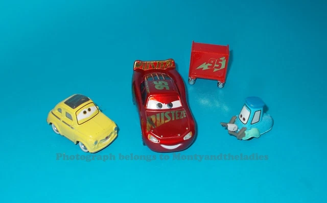 DISNEY PIXAR CARS Die Cast Mcqueen Luigi Guido With Drill & Tool Box £ ...
